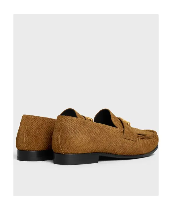 Celine Luco Lizard Loafer With Gold Chain Detail
