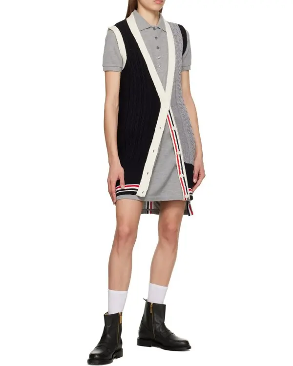 Thom Browne Asymmetric Hem Mini Polo Dress