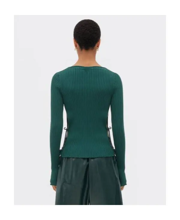 Bottega Veneta Ribbed V-neck Pullover With Side Tie Detail