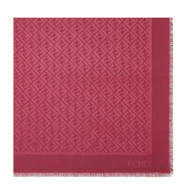 Fendi Ff Jacquard Fringed Scarf - Red