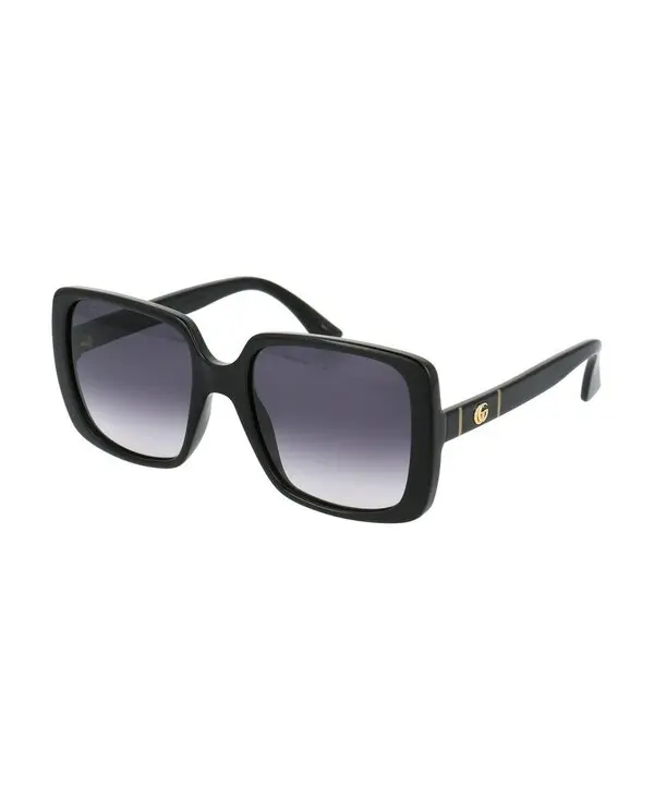 Gucci Oversized Square Sunglasses With Gold Gg Detail - Black