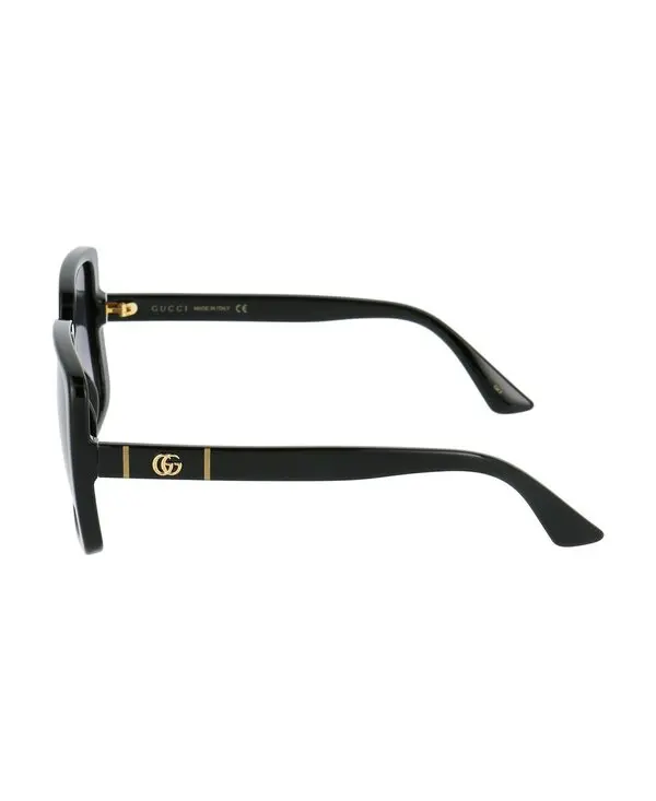 Gucci Oversized Square Sunglasses With Gold Gg Detail - Black