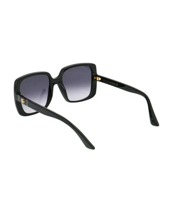 Gucci Oversized Square Sunglasses With Gold Gg Detail - Black