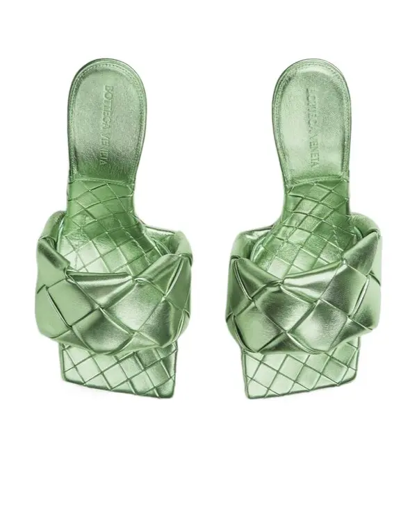 Bottega Veneta Metallic Intrecciato Mules