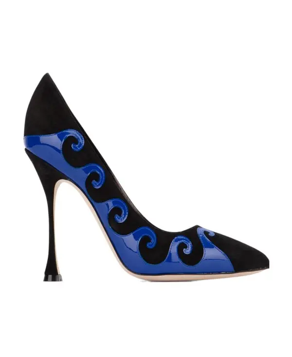 Manolo Blahnik Kasai Swirl Detailed Pointed Toe Pumps