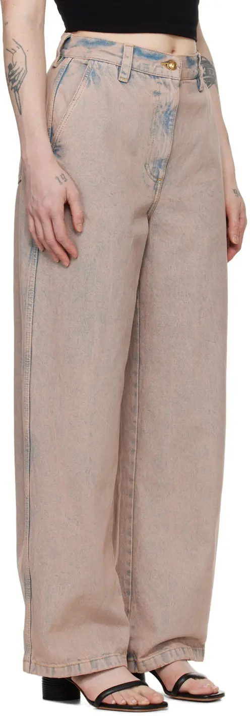 Palm Angels Logo-embroidered Overdyed Jeans