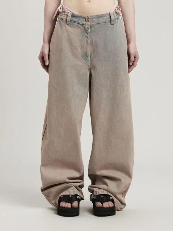 Palm Angels Logo-embroidered Overdyed Jeans