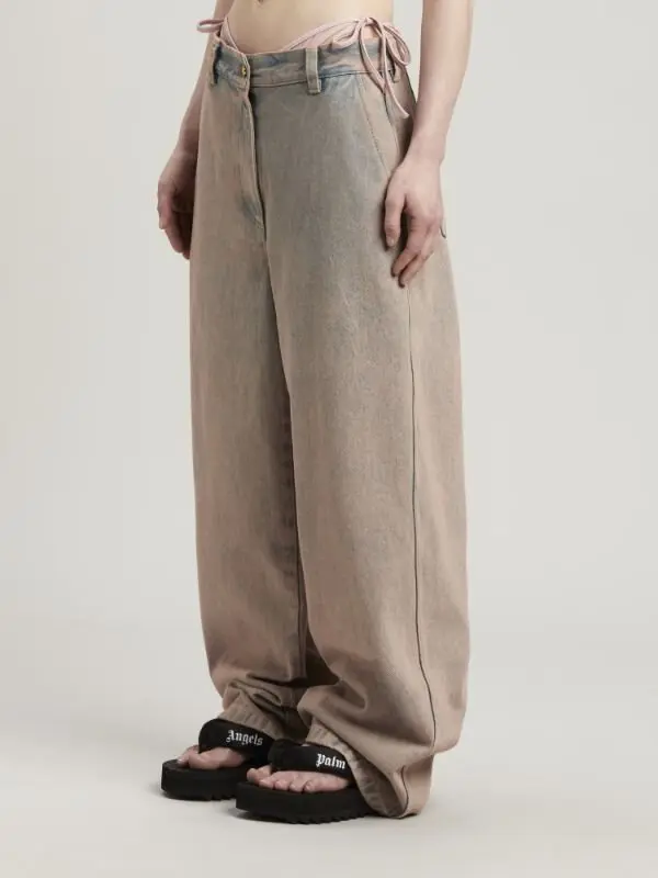 Palm Angels Logo-embroidered Overdyed Jeans