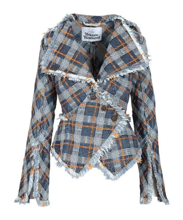 VIVIENNE WESTWOOD Frayed Check Jacket - Gray