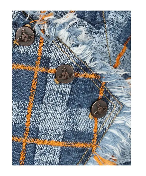 VIVIENNE WESTWOOD Frayed Check Jacket - Gray