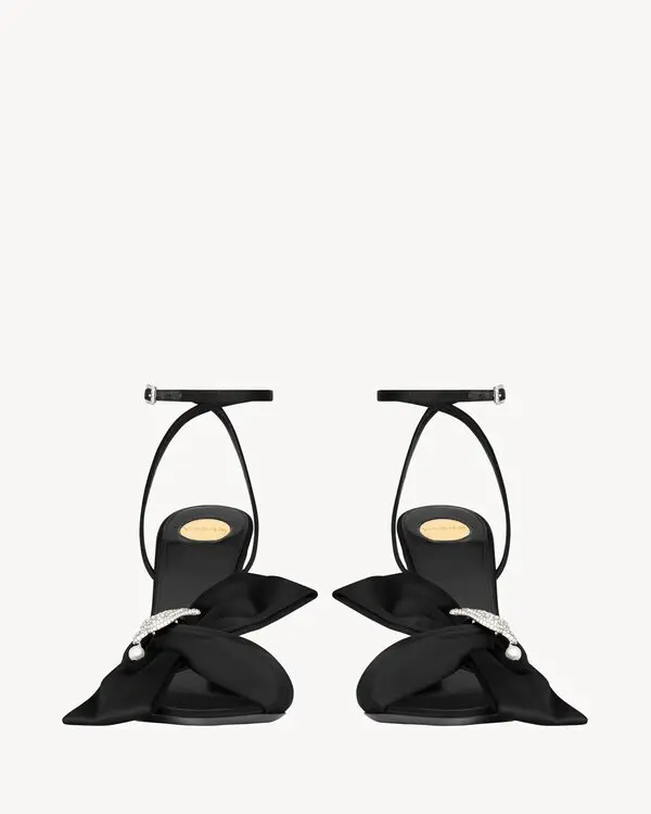Saint Laurent Embellished Bow Heeled Pumps - Black