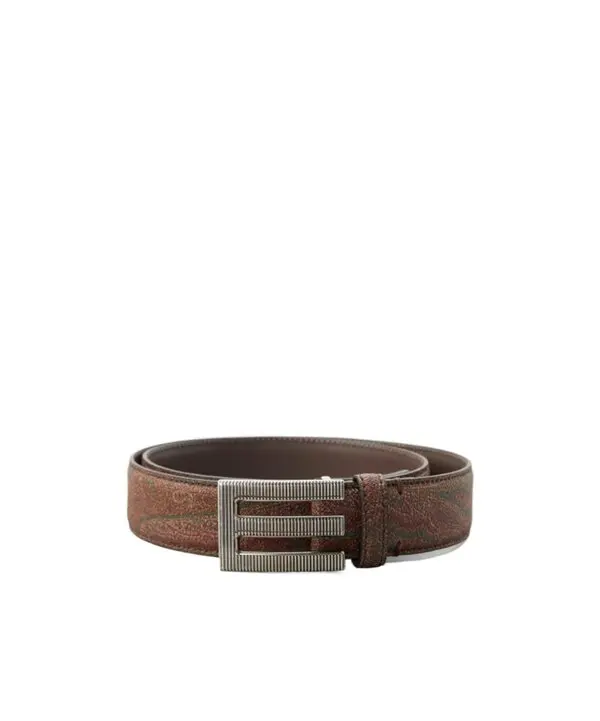 Etro Paisley Printed Belt - Brown