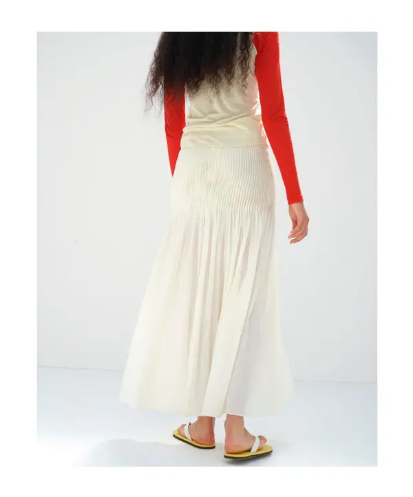 Auralee Cotton Maxi Skirt - Ivory White