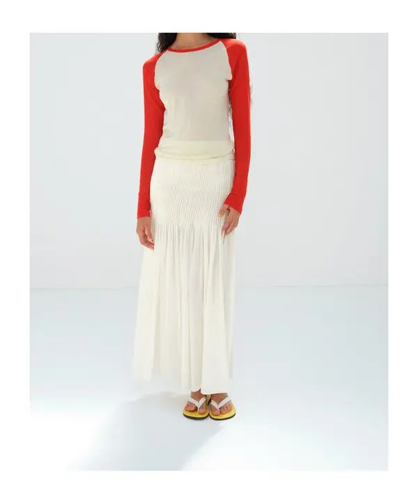 Auralee Cotton Maxi Skirt - Ivory White