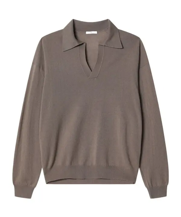 Auralee Long-sleeve Open-collar Polo Shirt