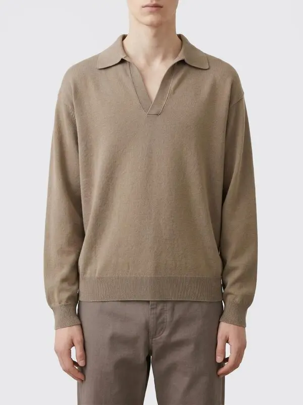 Auralee Long-sleeve Open-collar Polo Shirt