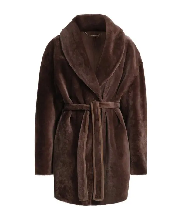 Nour Hammour Long-sleeved Coat With Shawl Collar And Waist Tie