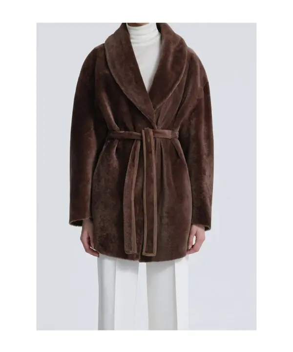 Nour Hammour Long-sleeved Coat With Shawl Collar And Waist Tie