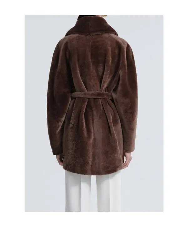 Nour Hammour Long-sleeved Coat With Shawl Collar And Waist Tie