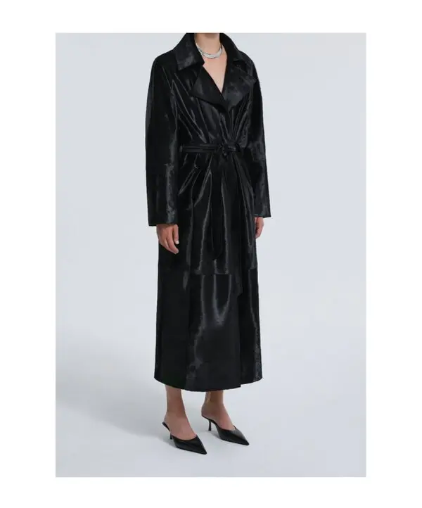 Nour Hammour Long-sleeved Belted Coat - Obsidian Black