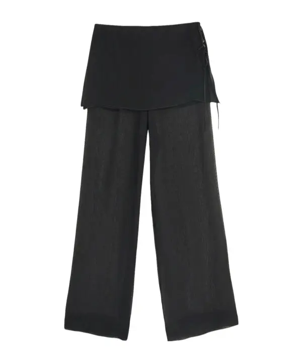 Paloma Wool Layered Sheer Wide-leg Pants With Skirt Overlay - Black