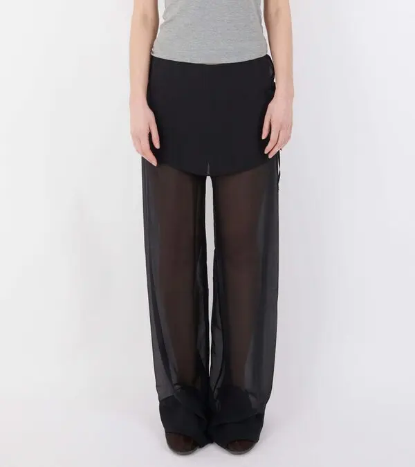 Paloma Wool Layered Sheer Wide-leg Pants With Skirt Overlay