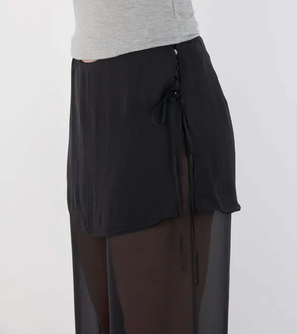 Paloma Wool Layered Sheer Wide-leg Pants With Skirt Overlay