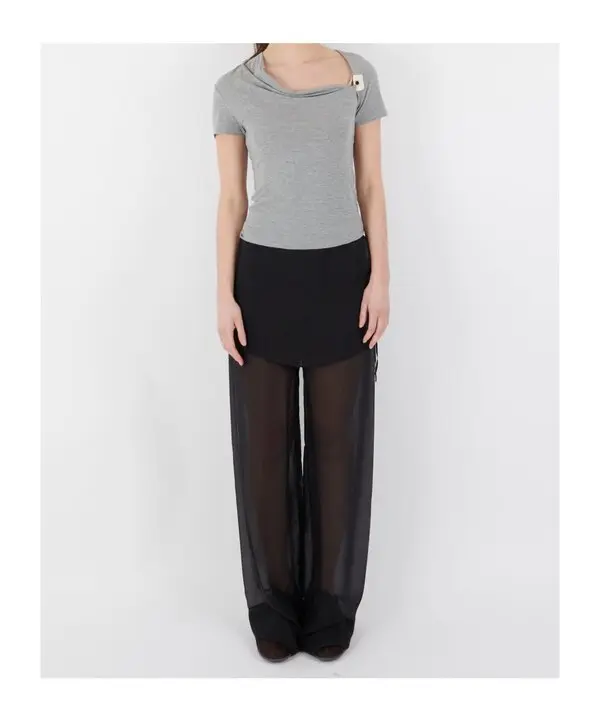 Paloma Wool Layered Sheer Wide-leg Pants With Skirt Overlay