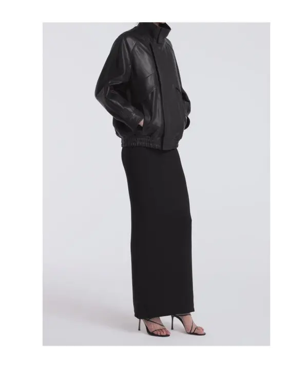 Nour Hammour Ariste Leather Jacket With High Neck And Double Closure - Black