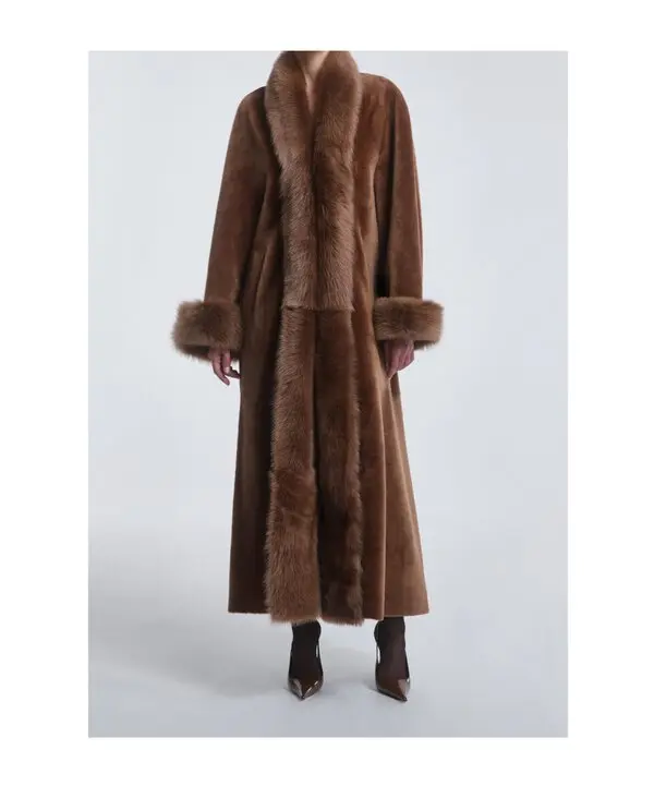 Nour Hammour Sima Grand Shearling Coat - Toffee
