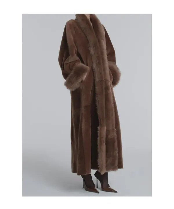 Nour Hammour Sima Grand Shearling Coat - Toffee