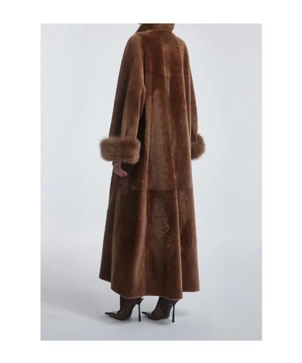 Nour Hammour Sima Grand Shearling Coat - Toffee