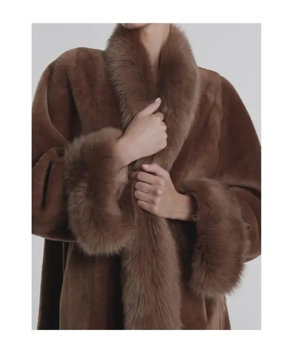 Nour Hammour Sima Grand Shearling Coat - Toffee