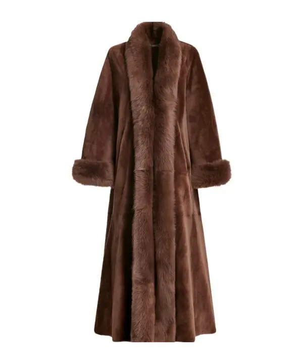 Nour Hammour Sima Grand Shearling Coat - Toffee