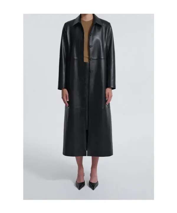 Nour Hammour Gotham Sleek Leather Coat