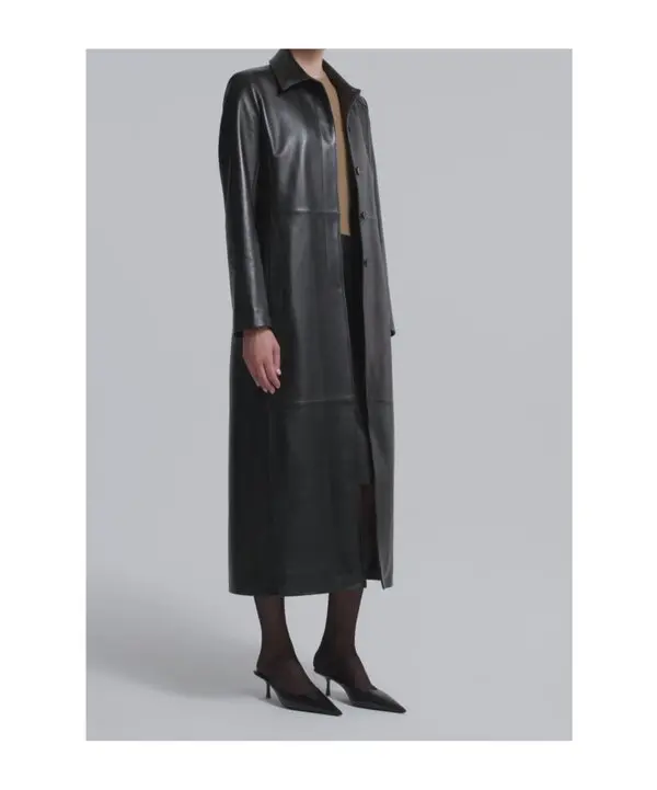 Nour Hammour Gotham Sleek Leather Coat