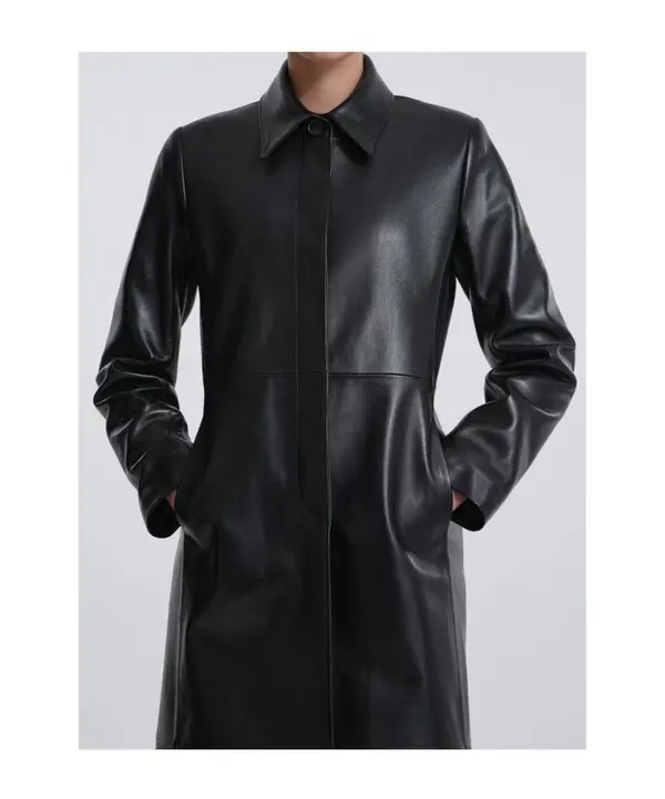 Nour Hammour Gotham Sleek Leather Coat