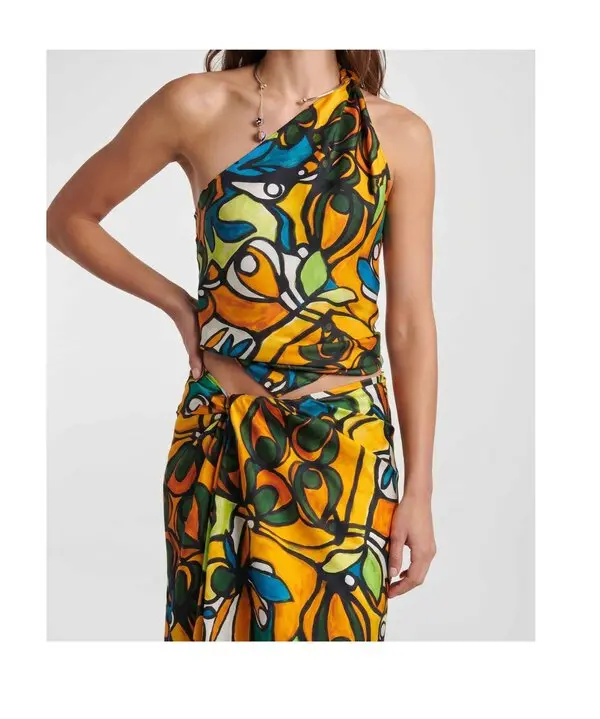 Christopher Esber Printed Draped Silk Top