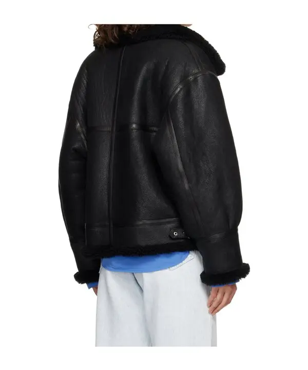Nour Hammour Leather Fur Trimmed Jacket
