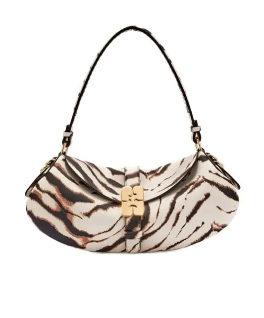 GANNI B-kat Printed Shoulder Bag - Egret