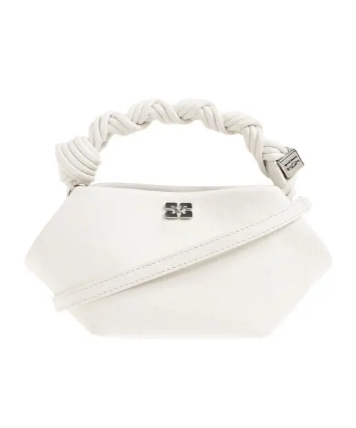 GANNI Ostrich-effect Twisted-handle Tote Bag - White