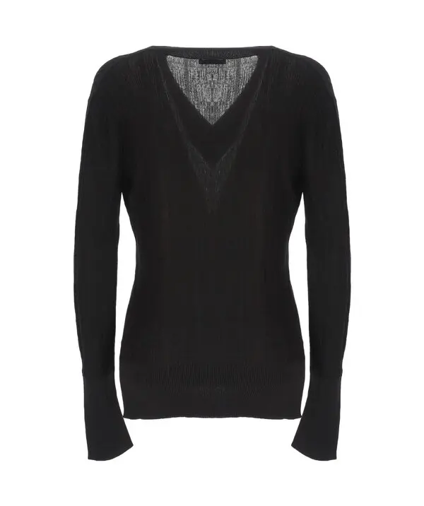 JOSEPH Ribbed-knit V-neck Long Sleeve Top