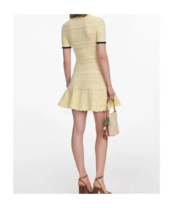 SELF-PORTRAIT Pointelle Knit Mini Dress