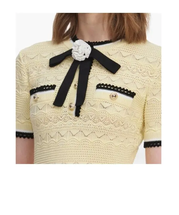 SELF-PORTRAIT Pointelle Knit Mini Dress