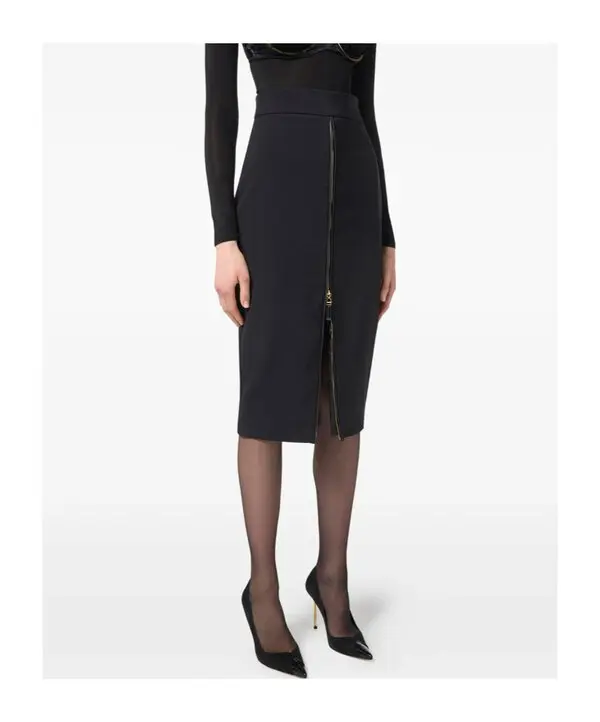 Elisabetta Franchi Zip-front Crêpe Midi Skirt