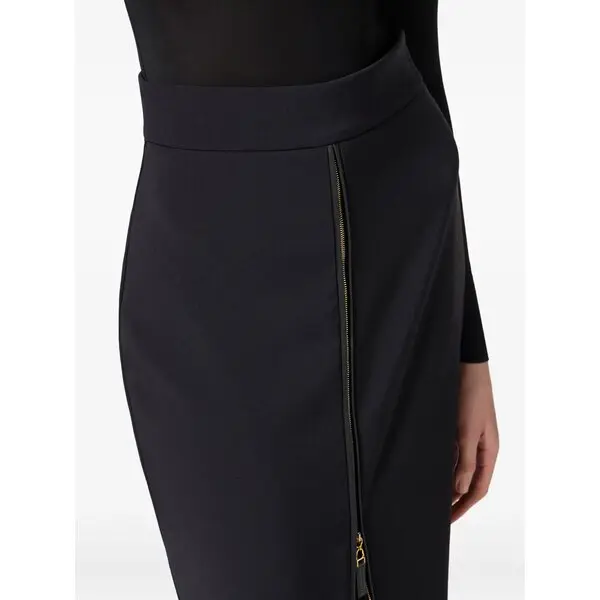 Elisabetta Franchi Zip-front Crêpe Midi Skirt