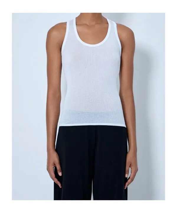 THE ROW Cendrea Ribbed Racerback Tank Top - White