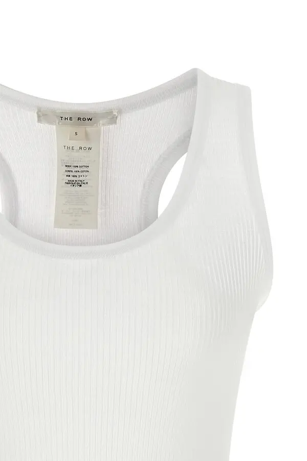 THE ROW Cendrea Ribbed Racerback Tank Top - White