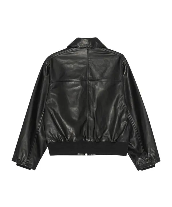 ROTATE BY BIRGER CHRISTENSEN Zip Leather Bomber Jacket