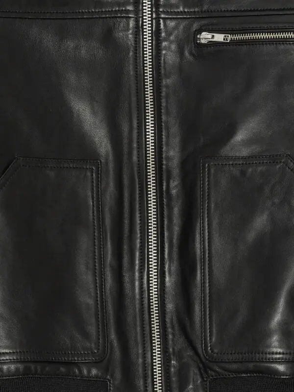 ROTATE BY BIRGER CHRISTENSEN Zip Leather Bomber Jacket